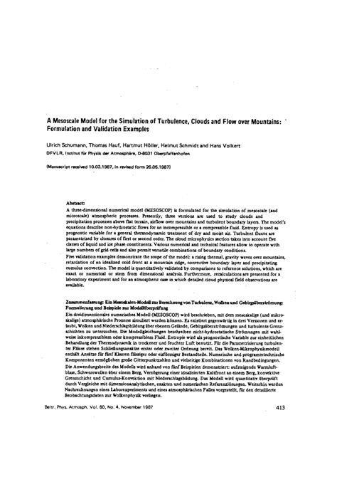 Pdf A Mesoscale Model For The Simulation Of Turbulence Clouds And