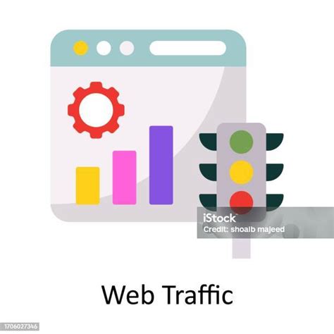 Vektor Lalu Lintas Web Ilustrasi Desain Ikon Datar Simbol Pada Latar Belakang Putih Eps 10 File