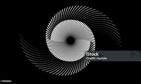 동적 추상 벡터 배경 또는 로고 또는 아이콘으로 선이 있는 나선형입니다 음과 양 기호 음파에 대한 스톡 벡터 아트 및 기타