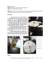 LabReport 3 Force Table Name Jinling Wu Partners Chuyin Liang Yan Chen Jinmeng Bao Title