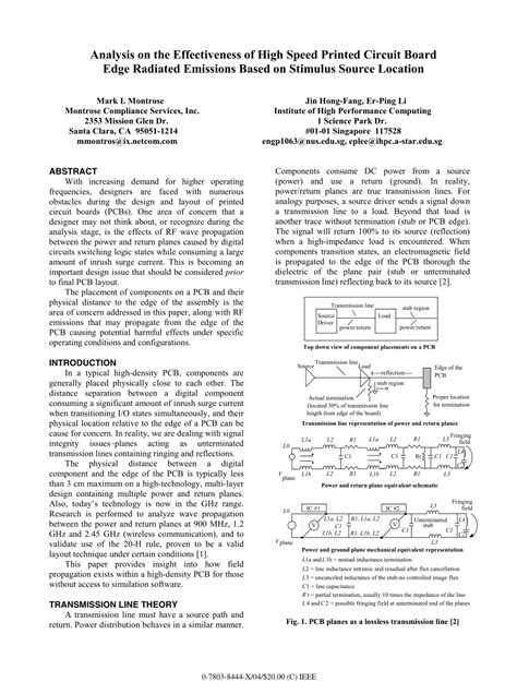 Pdf Analysis On The Effectiveness Of High Speed Printed Circuit Board Edge Radiated Emissions