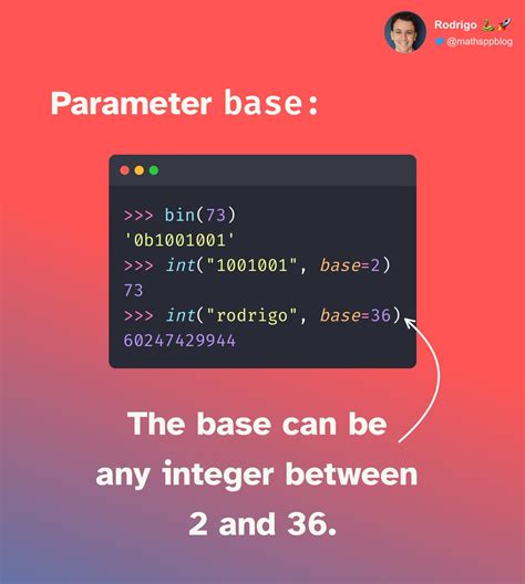 Rodrigo 🐍🚀 On Twitter The Python 🐍 Built In `int` Has A Parameter `base` It Lets You Convert