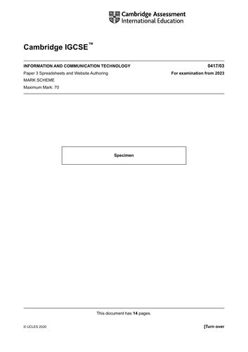Website Authoring And Data Analysis Specimen 2023 Ict 0417 Igcse Paper3 Teaching Resources