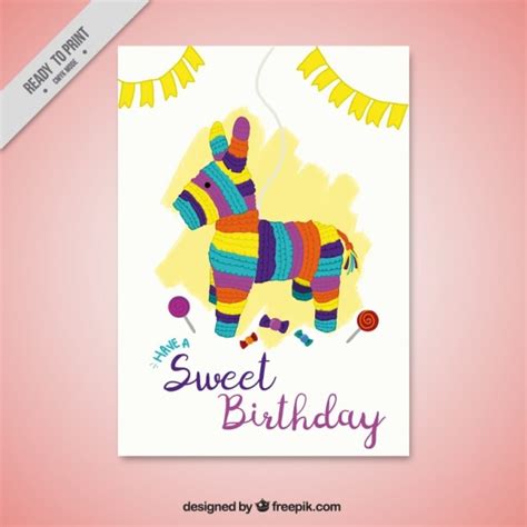 Free Vector Birthday Invitation With A Piñata