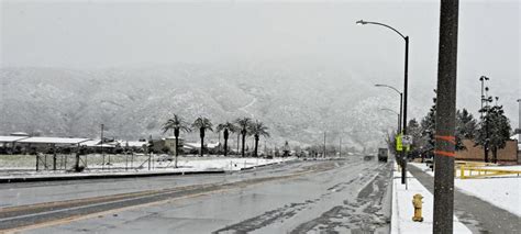 Fontana Residents See A Very Rare Sight On Feb 25 Snow See Photos