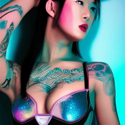 Asian Japanese Woman Cyberpunk Neon Bra · Creative Fabrica