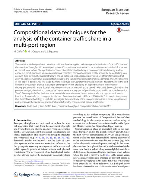 Pdf Compositional Data Techniques For The Analysis Of The Container