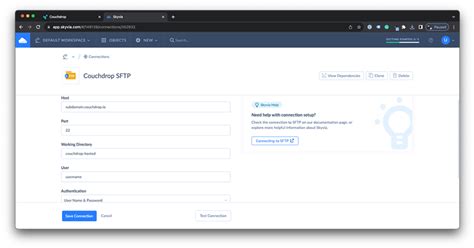 how to export from skyvia to an sftp endpoint for automated workflows
