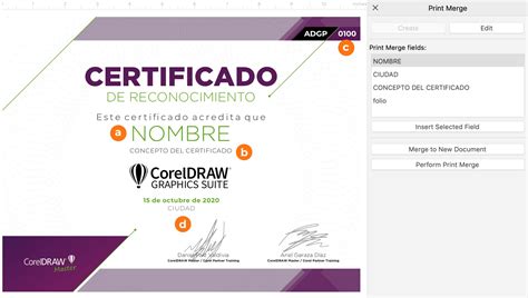 Creating A Certificate With Print Merge In Coreldraw Coreldraw Tutorials