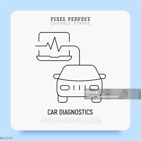 자동차 서비스 자동차 컴퓨터 진단 슈퍼 얇은 라인 아이콘 픽셀 완벽 편집 가능한 스트로크 벡터 그림입니다 날씬한에 대한 스톡 벡터 아트 및 기타 이미지 Istock