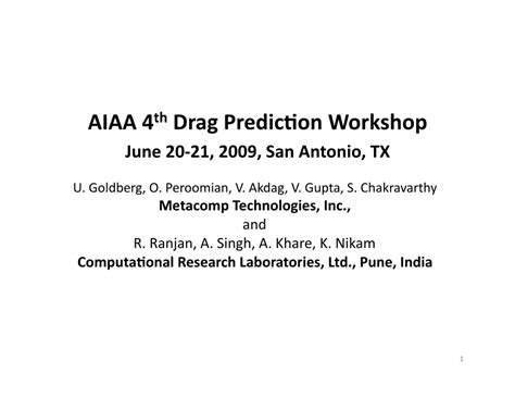 Pdf Aiaa 4th Drag Prediction Workshop Blind Drag Prediction Of A