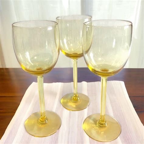 Antique Yellow Depression Wine Glasses Home Decor Ts Etsy
