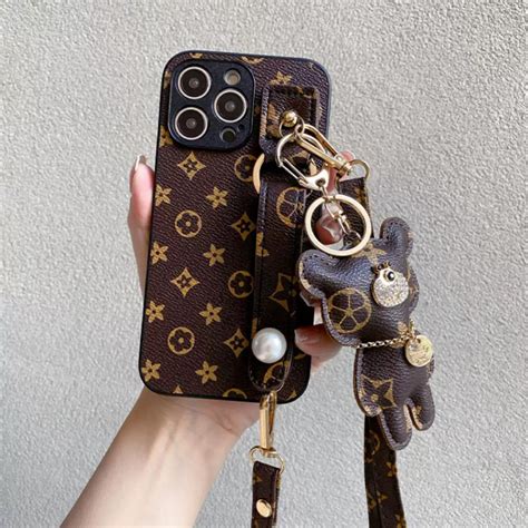 🚀당일출고🚀 꽃 별 패턴 브라운 곰돌이 키링 스트랩 케이스 에이블리