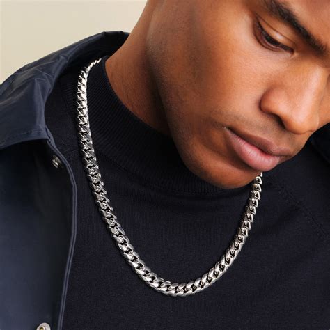 Cuban Link Chain 10mm Mens Silver Chain Jaxxon