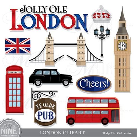 London Clip Art Bundle London England Theme Clipart English Pub Clip