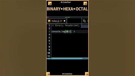 Octal Binary Hexadecimal In Javascript Javascript Shorts Youtube