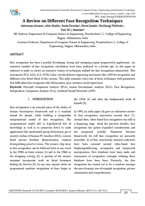 Pdf A Review On Different Face Recognition Techniques