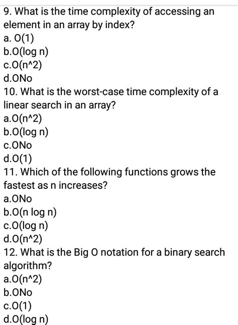 9 What Is The Time Complexity Of Accessing An Element In An Array By Index A O1 Bolog N Co