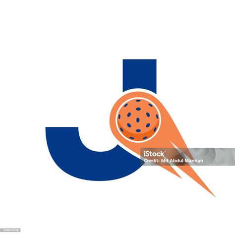 움직이는 피클볼 기호가 있는 이니셜 문자 J 피클볼 로고 개념 피클 볼 로고 타입 벡터 템플릿 Championship에 대한