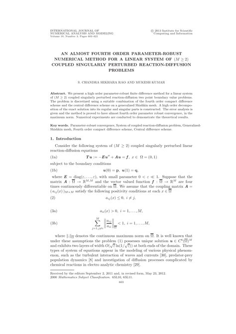 Pdf An Almost Fourth Order Parameter Robust Numerical Method For A Linear System Of M 2