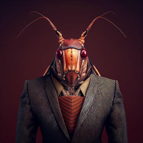 Cockroach Pest Roach Insect In Smart Formal Suit And Shirt Dinner Wear Red Office Corporate