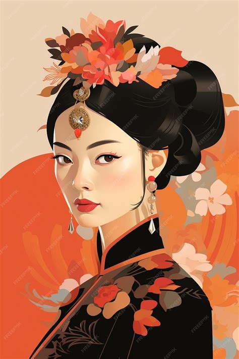 우아한 여자 그림 프리미엄 벡터