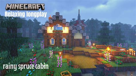 Minecraft Relaxing Longplay Building A Cozy Spruce Cabin No