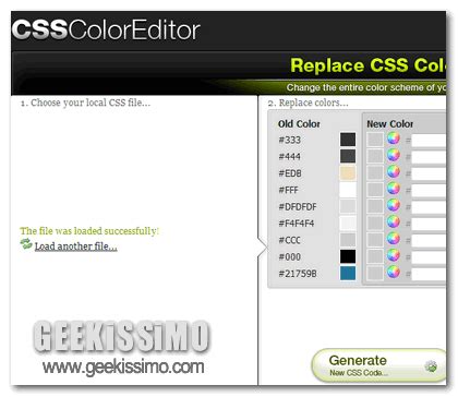 CSSColorEditor Un Tool Online Per Modificare Visivamente I Colori CSS Geekissimo