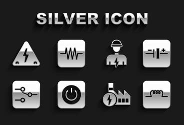 Set Power Button Electrician High Voltage Vector Image