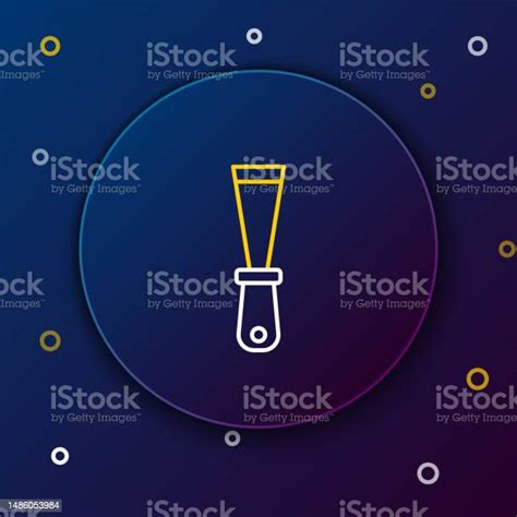 파란색 배경에 격리 된 라인 퍼티 나이프 아이콘 주걱 수리 도구 스패클링 또는 페인트 악기 다채로운 개요 개념 벡터 개념에 대한 스톡 벡터 아트 및 기타 이미지 Istock