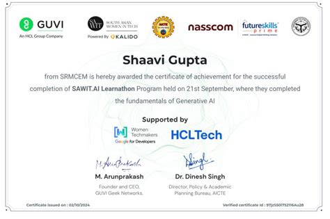 Shaavi Gupta On Linkedin Sawitcommunity Genai Futureskills Guvi