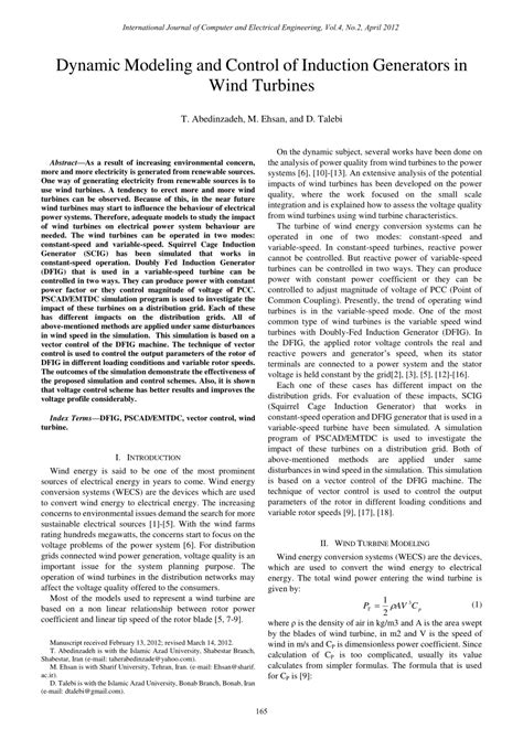 pdf dynamic modeling and control of induction generators in wind turbines