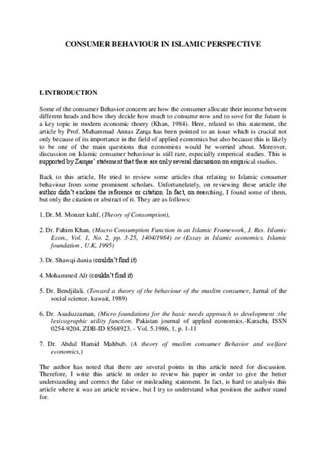 Doc Consumer Behaviour In Islamic Perspective