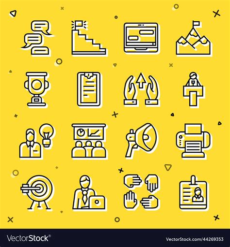 Set Line Identification Badge Printer Stage Vector Image