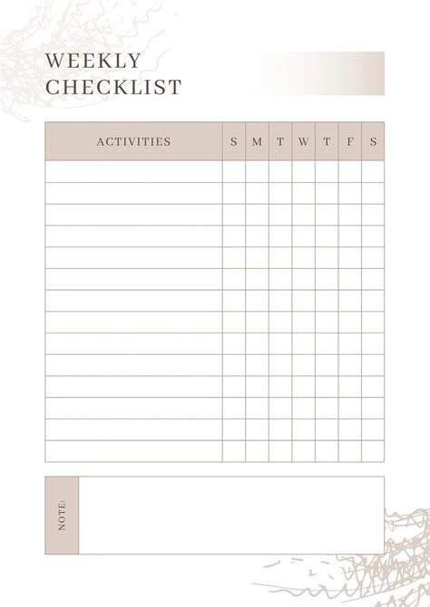 Printable Checklist Template Printablelib