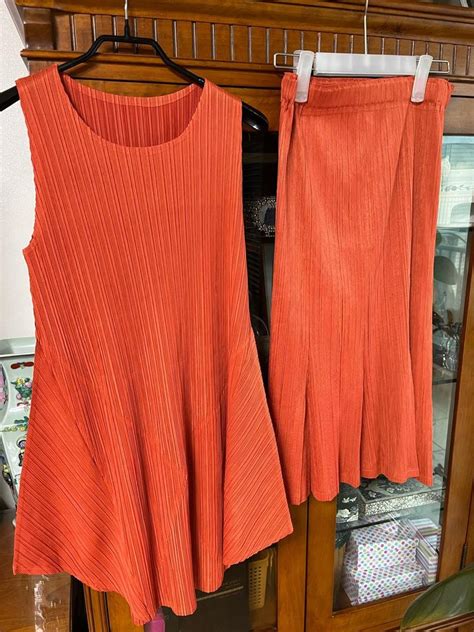 오렌지색 에르메스 오렌지컬러 플리츠 세트 세컨웨어