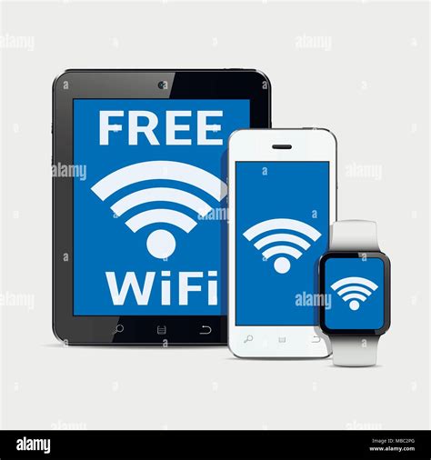 Wireless Technology Gadgets And Wifi Internet Connection Symbol Vector Illustration Stock