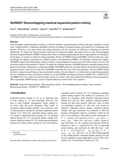 Netnmsp Nonoverlapping Maximal Sequential Pattern Mining