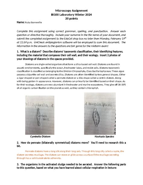 Microscopy Assignment W24 2 Microscopy Assignment Bi100 Laboratory