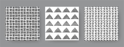 삼각형 대시 및 줄무늬가있는 손으로 그린 매끄러운 흑백 패턴 세트 벡터 반복 배경입니다 개체 그룹에 대한 스톡 벡터 아트 및 기타 이미지 Istock