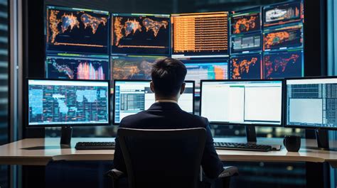 Premium Ai Image A Man Is Sitting In Front Of Many Computer Screens