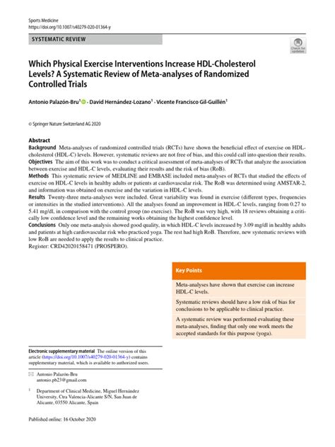 2020r Which Physical Exercise Interventions Increase Hdl Cholesterol