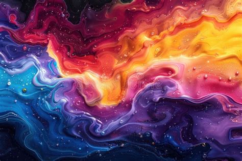Vibrant Swirling Colors Dynamic Close Up Of Abstract Fluid Art With Rich Spectrum Of Hues Stock