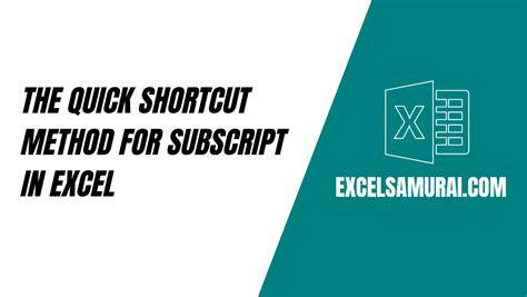 The Quick Shortcut Method For Subscript In Excel 2024
