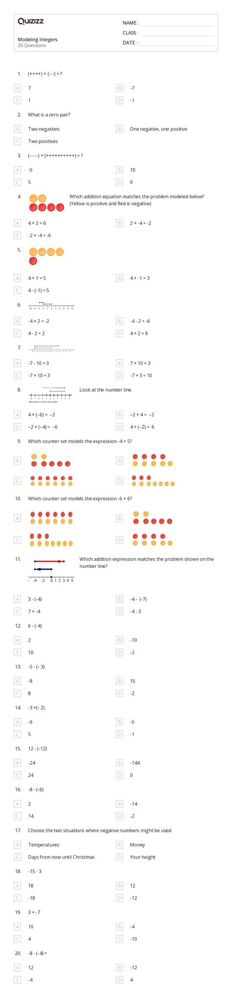 50 Algebraic Modeling Worksheets For 9th Year On Quizizz Free