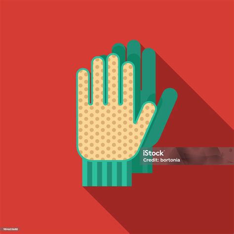 ถุงมือทํางานไอคอนการเกษตรการออกแบบแบน ภาพประกอบสต็อก ดาวน์โหลดรูปภาพตอนนี้ Long Shadow