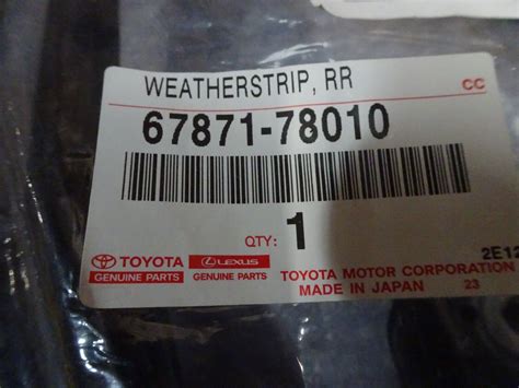 New Oem 2015 2021 Lexus Nx300 Nx200t Weatherstrip Rear Rh Door 67871