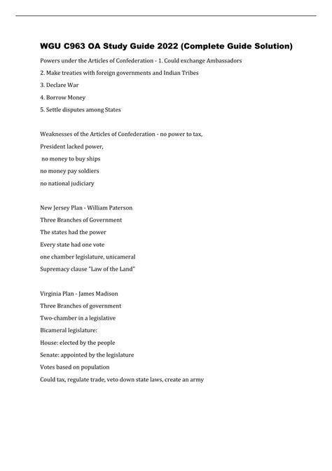 WGU C OA Study Guide Complete Guide Solution WGU C Stuvia US