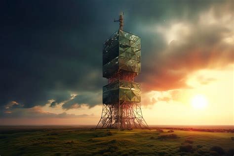 Premium Ai Image Base Station Signal Towers In Cities Ai Technology Generated Image