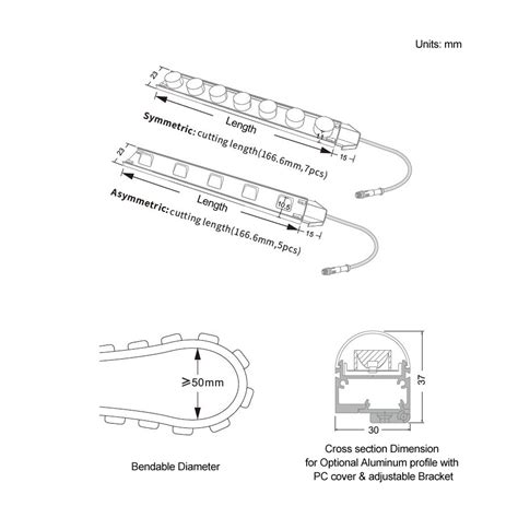 Symmetrical Asymmetrical W M V Wall Washer Flexible LED Strip LED Wall Washer COMI Lighting
